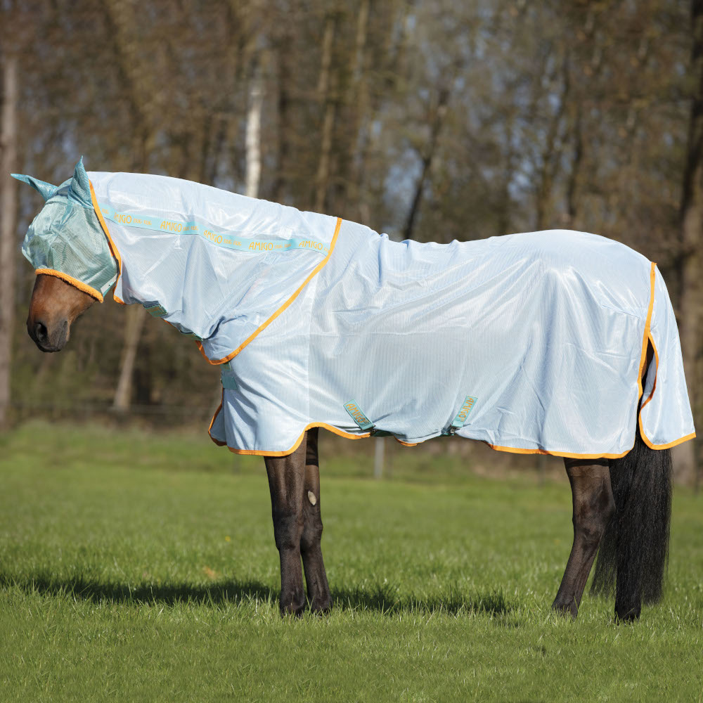Horseware Amigo Bug Rug - Azure Blue/Aqua&Orange | HorSeven