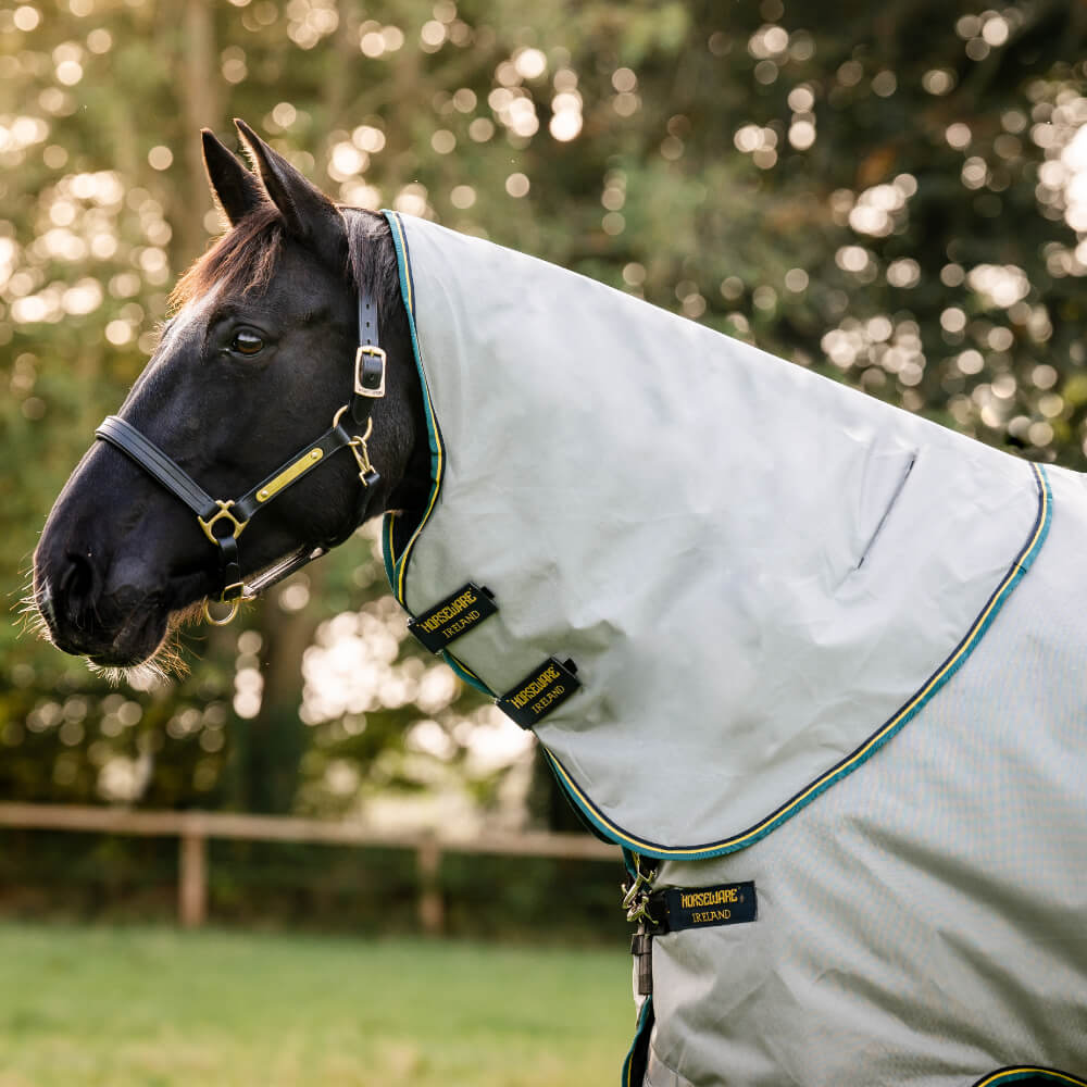 Horseware Rambo Duo Hood 100g - Grey/Teal | HorSeven